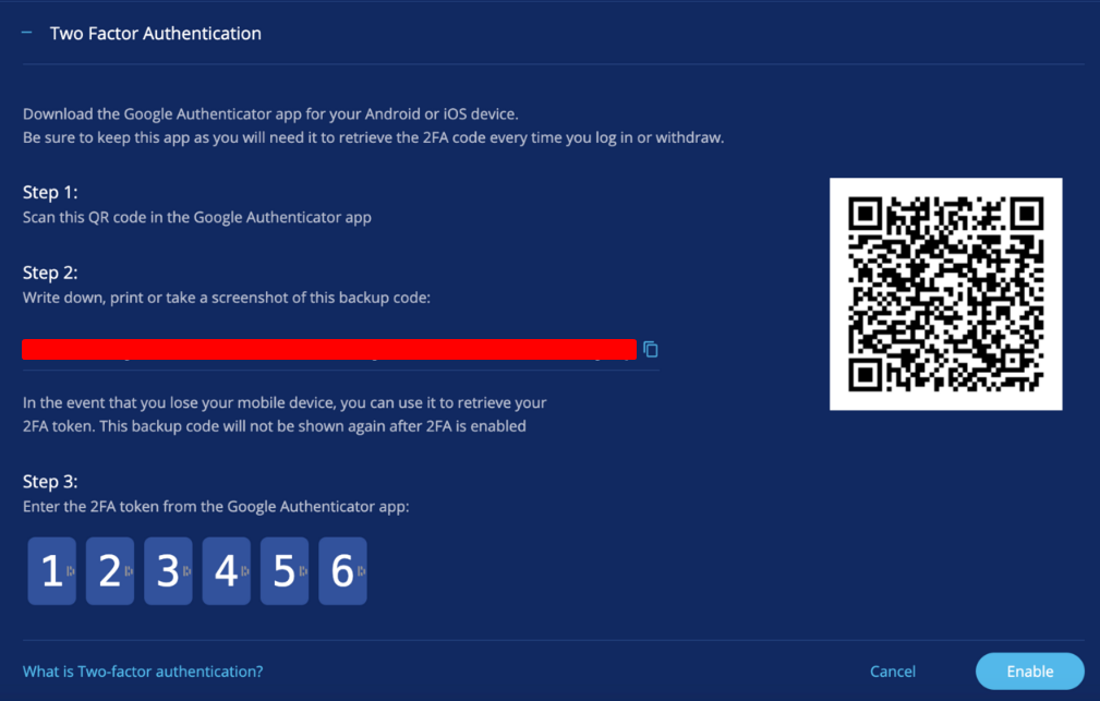 Setting up 2FA - Two Factor Authentication – INX